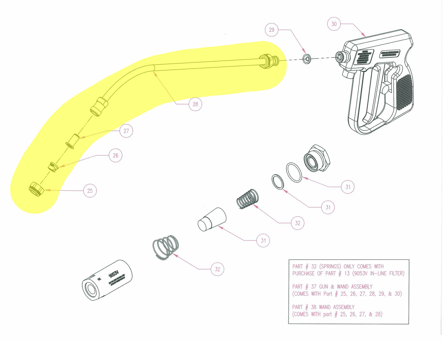 Form Oil Sprayer Part - 18" Wand Assembly (Includes Wand, Strainer, Tip ...
